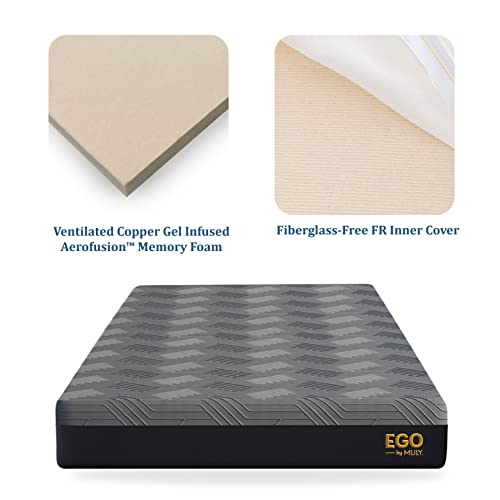EGOHOME 10 Inch Queen Mattress, Copper Gel Memory Foam Mattress in a Box, Therapeutic Mattress for Back Pain Relief, Medium Double Mattress Made in USA, CertiPUR-US Certified, 60โx80โx10โ, Black