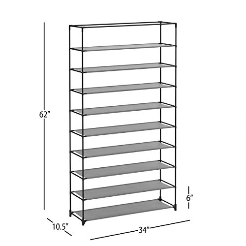 Lavish Home Shoe Storage Rack β 9-Tier Shoe Rack with Cover for Dust and Metal Frame β Freestanding Vertical Shoe Storage Cabinet Organizer (Black)