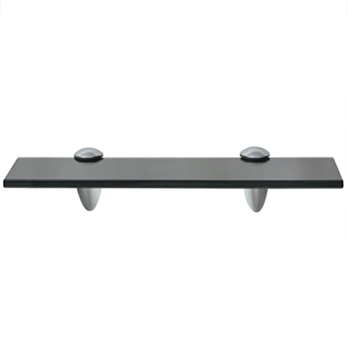 GOLINPEILO Floating Shelf Tempered Black Glass for Living Room, Bedroom, Bathroom 11.8"x3.9", Glass Thickness: 0.3"