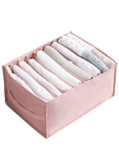 Clothes Organizer for Folded Clothes, Wardrobe Clothes Organizer, Large 9 Grids, Upgrade Organizer for Folded Clothes, For Jeans, Underwear, Tight pants, Scarves, Sweater, T-Shirts, Dresses(Pink)