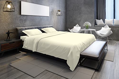 Luxury 1000 Thread Count 100% Egyptian Cotton Bed Sheets 2 Pc Standard Ivory Pillow Case Set, Sateen Weave, Single Ply Yarns, Luxury Hotel Collection, 4" Hem Stitched