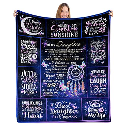 Sulpoie to My Daughter Blanket, Daughter Gifts, Daughter Gift from Mom Dad, Birthday Gifts for Daughter, Gift for Daughter from Mom, Daughter Blanket from Mom Gifts for Daughter Throw Blanket 50"X60"