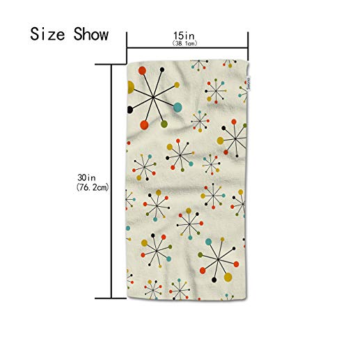 HGOD DESIGNS Cartoon Hand Towels,Mid Century Absctract Geometric Pattern 100% Cotton Soft Bath Hand Towels for Bathroom Kitchen Hotel Spa Hand Towels 15"X30"