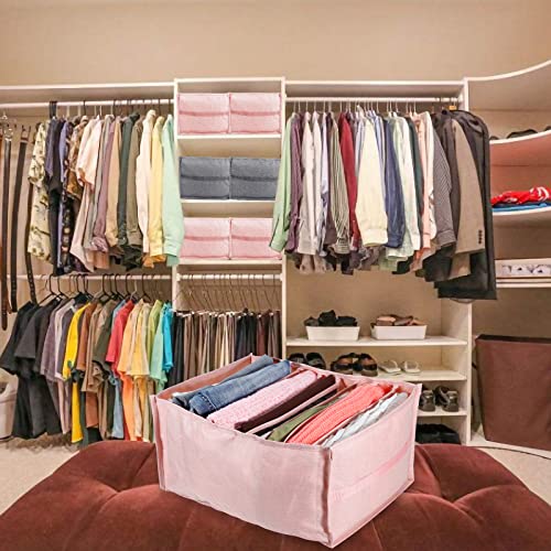 Clothes Organizer for Folded Clothes, Wardrobe Clothes Organizer, Large 9 Grids, Upgrade Organizer for Folded Clothes, For Jeans, Underwear, Tight pants, Scarves, Sweater, T-Shirts, Dresses(Pink)