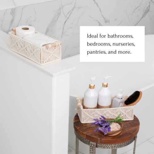 HARPER ROWS Macrame Storage Baskets for Decorative Boho Bathroom - Toilet Paper & Toilet Tank Basket Organizer - Kitchen Pantry Organization Bins - Baby Gift, Nursery Decor β Cute & Durable (Set of 2)
