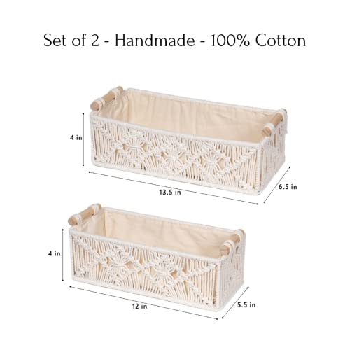 HARPER ROWS Macrame Storage Baskets for Decorative Boho Bathroom - Toilet Paper & Toilet Tank Basket Organizer - Kitchen Pantry Organization Bins - Baby Gift, Nursery Decor β Cute & Durable (Set of 2)