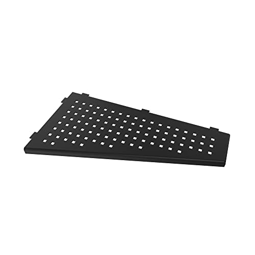 Bernkot Corner Shower Shelf Matte Black 12" 304 Stainless Steel Quadrilateral Floating Shelf Grid Design Recessed Bathroom Shelf for Tiled Wall, No Drilling,2 Pack