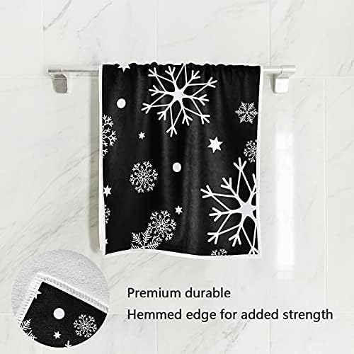 Winter Snowflake Soft Hand Towels for Bathroom 30X15,Decorative Black and White Kitchen Dish Fingertip Towels Washcloth for Guest Gift Home Family