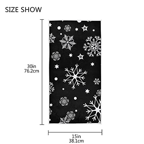 Winter Snowflake Soft Hand Towels for Bathroom 30X15,Decorative Black and White Kitchen Dish Fingertip Towels Washcloth for Guest Gift Home Family