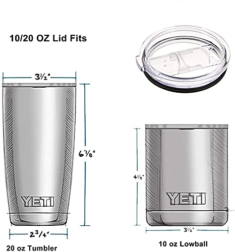 Coaches World Tumbler Lid for 20 Oz Yeti Rambler, Old Style RTIC, Ozark Trails and more Cooler Cup, Sliding, Sealed, Splash Proof, and Straw Friendly (20 oz 2 Pack), Clear