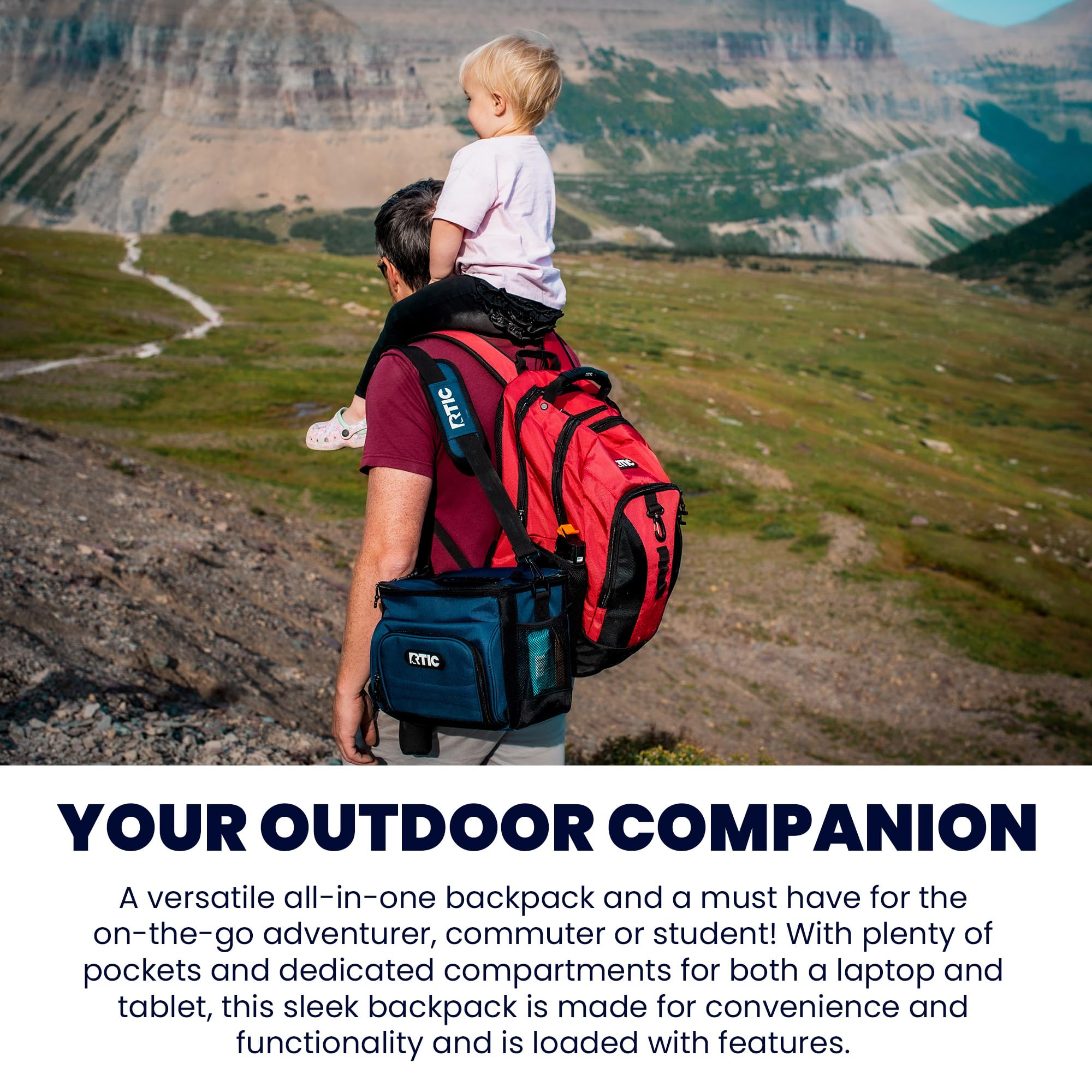 RTIC Summit Laptop Backpack, Sky Blue& Grey Medium