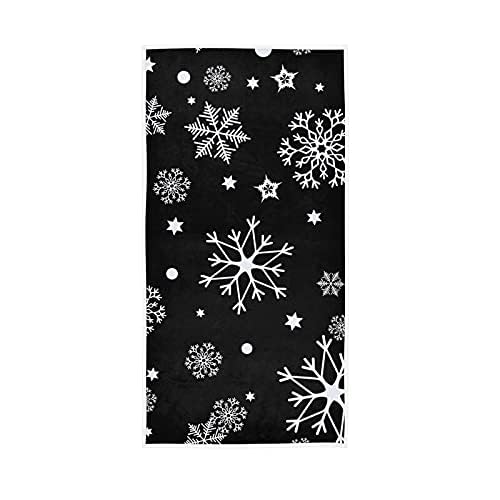 Winter Snowflake Soft Hand Towels for Bathroom 30X15,Decorative Black and White Kitchen Dish Fingertip Towels Washcloth for Guest Gift Home Family