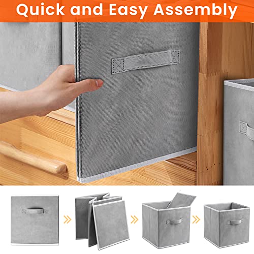 Criusia 3 Pack Clothes Blanket Storage Bags with 8 Pack 11 Inch Cube Storgae Bins