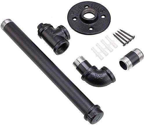 LZB Industrial Wall Mount Pipe Hanger Holder Rack Clothes Bar Iron Black 14 Inch