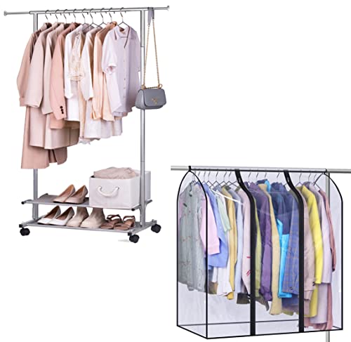MISSLO 1 Pack Clothing Racks + 1 Pack 40" Clothing Cover