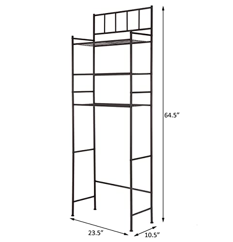 Finnhomy 3 Shelf Bathroom Space Saver Over The Toilet Rack Bathroom Corner Stand Storage Organizer Accessories Bathroom Cabinet Tower Shelf with ORB Finish 23.5" W x 10.5" D x 64.5" H