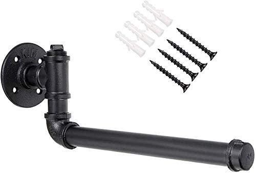 LZB Industrial Wall Mount Pipe Hanger Holder Rack Clothes Bar Iron Black 14 Inch
