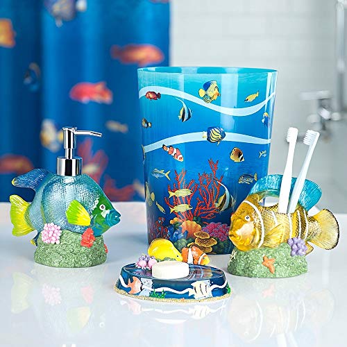 Under The Sea Lotion Pump/Toothbrush Holder/soap Dish/Wastebasket 4pc Set 4 Piece Animal Print Casual Resin Multi-Size
