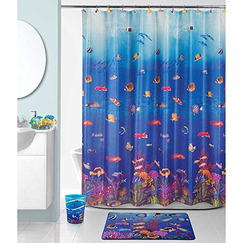 Under The Sea Lotion Pump/Toothbrush Holder/soap Dish/Wastebasket 4pc Set 4 Piece Animal Print Casual Resin Multi-Size