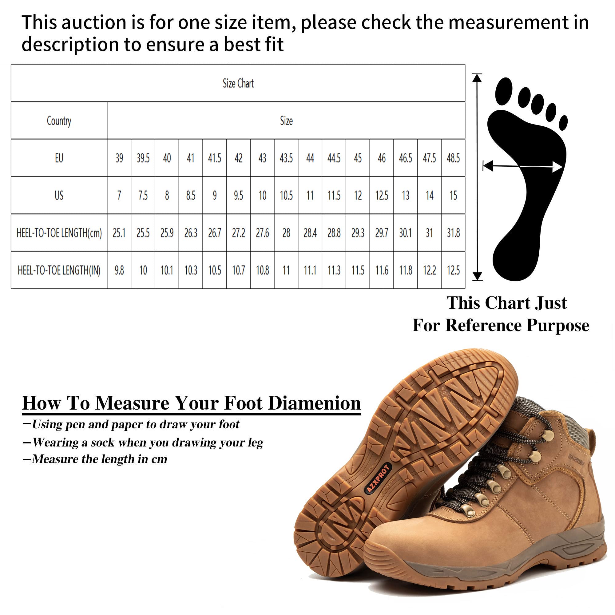 AZXPROT Waterproof Hiking Boots for Men, Outdoor Lightweight Trekking Trails Shoes Backpacking Mountaineering Boots Yellow 7