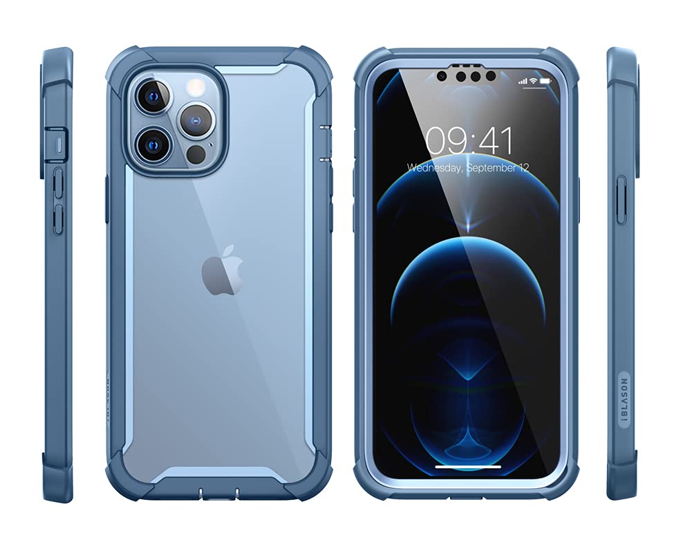 i-Blason Transparent Case for iPhone 13 Pro Max (6.7 Inch) Bumper Case 360 Degree Mobile Phone Case Robust Protective Cover [Ares] with Screen Protector 2021 Myth