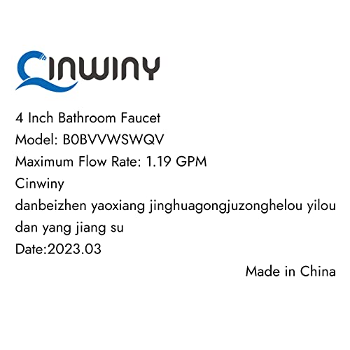Cinwiny Matte Black 4 inch centerset Bathroom Sink Faucet Two Handle Vanity Lavatory Faucet Swivel Spout 360 Degree Deck Mounted Mixer Tap Water Supply Hoses