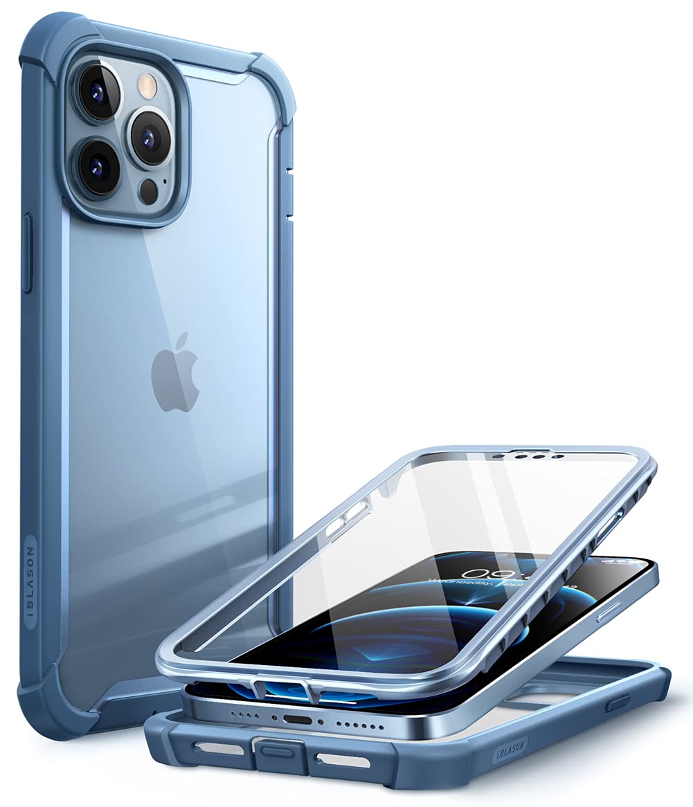 i-Blason Transparent Case for iPhone 13 Pro Max (6.7 Inch) Bumper Case 360 Degree Mobile Phone Case Robust Protective Cover [Ares] with Screen Protector 2021 Myth