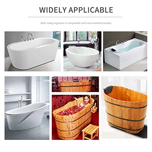 LUKEO Extendable Bath Tray Bathtub Tray Spa Bath Tub Caddy Organizer Book Wine Tablet Holder Reading Rack Bathroom Accessories