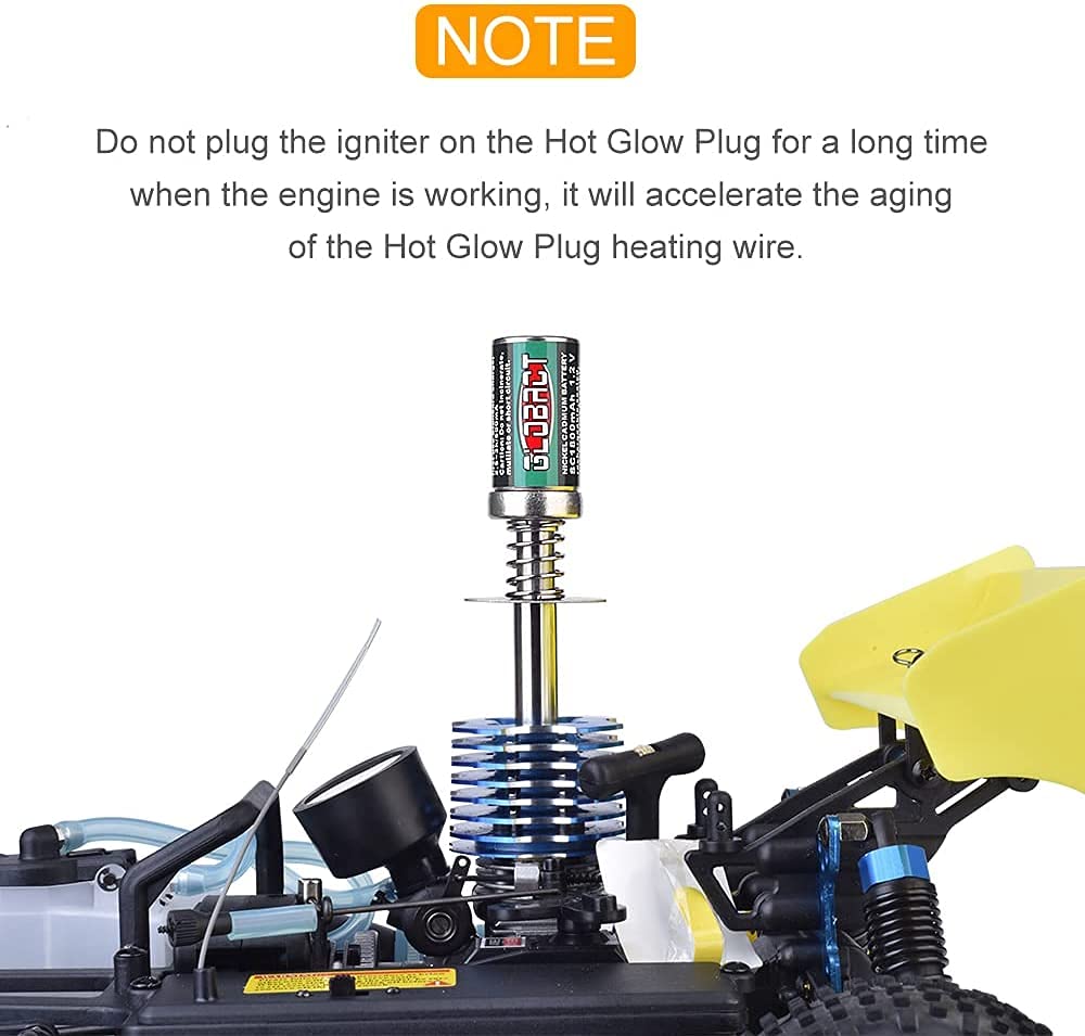 Globact RC Nitro Starter Glow Plug Igniter Charger Tools Fuel Bottle Combo for Redcat HSP Nitro Powered 1/8 1/10 RC Car