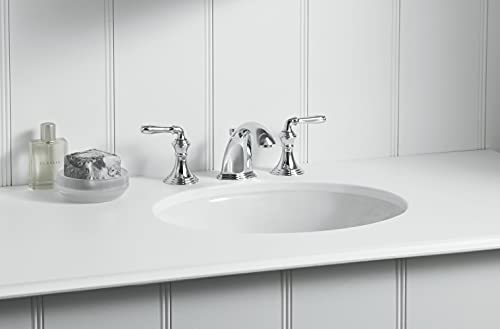 Bathroom Faucet by KOHLER, Bathroom Sink Faucet, Devonshire Collection, 2-Handle Widespread Faucet with Metal Drain, Polished Chrome, K-394-4-CP