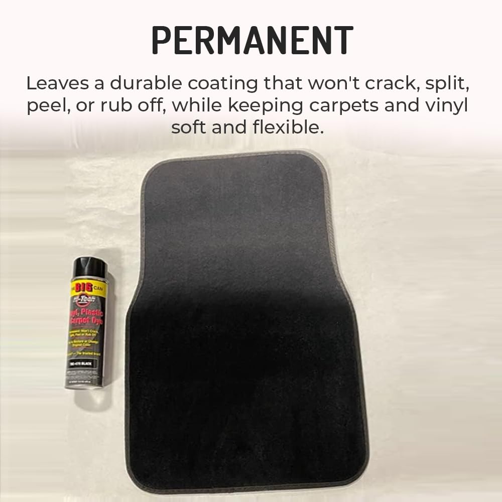 HI-TECH Big Can Vinyl, Plastic, Fabric and Carpet Spray Dye, Black, 15oz | Permanent Color Restorer for Carpet and Upholstery | Won't Crack, Split, Peel, or Rub Off