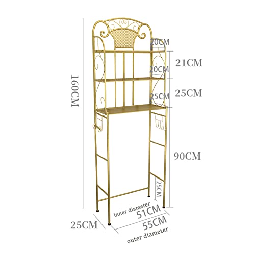 3 Tier Over Toilet Storage Rack, Iron Metal Golden Toilet Bathroom Shelf Bathroom Corner Stand Storage Organizer Accessories,Bathroom Tower Shelf,Laundry Shelf Unit Organizer Rack