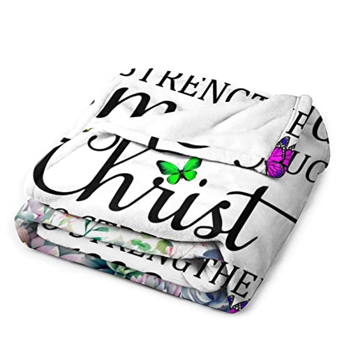 Christian Gifts for Women Inspirational Religious Blanket Bible Verse Scripture Prayer Throw Blanket Soft Flannel Healing Blanket 50"X40"