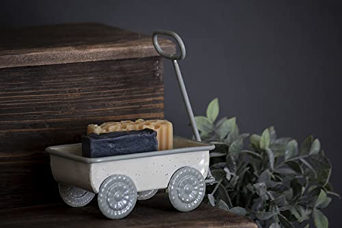 Foreside Home & Garden White Rustic Antique Gray Metal Wagon Soap Dish