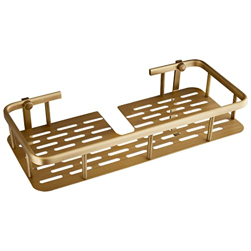 gotonovo Bathroom Shower Shelf Wall Mount Solid Brass Essential Shower Rack Single Pack One Layer Antique Brass Bathroom Shower Rack Basket Arm Mount Shower Storage