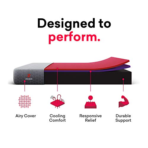 ZOMA Start Memory Foam Mattress Queen, 10" Inch Queen Bed Mattress in a Box with CertiPUR-US Certified Foam for a Supportive & Cooler Sleep, Medium-Soft Feel, Fiberglass Free Mattresses | Made in USA