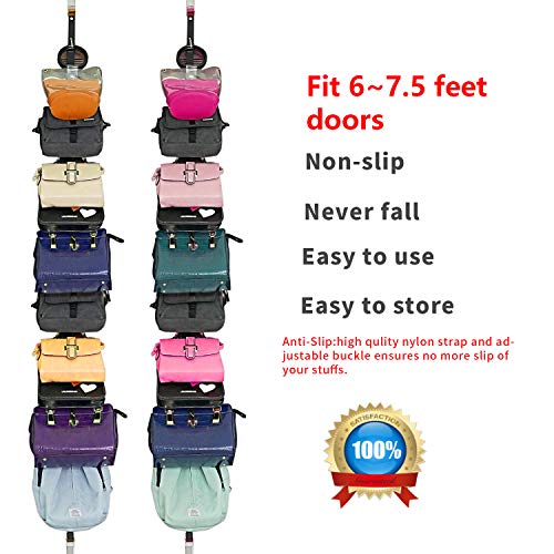 Vikodah Home Over-Door Hanging-Bag-Organizers Storage Collection Handbag-Holders Purse-Racks Closet Organization (Black 2 Pack)