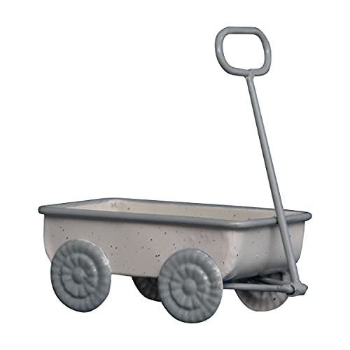 Foreside Home & Garden White Rustic Antique Gray Metal Wagon Soap Dish