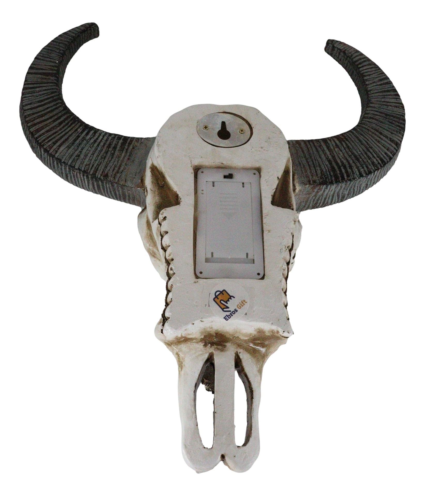 Ebros 16.5" Tall Southwest Aged Bone Tooled Filigree Lace Design Steer Bison Buffalo Bull Cow Horned Skull Head Night Light Lamp LED Wall Decor Plaque Skulls Western Accent Lighting