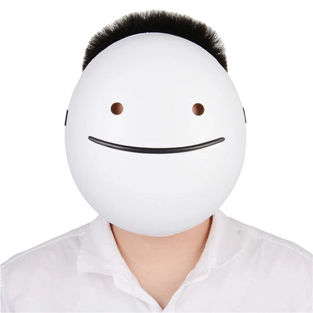 Unisex Halloween Dream Mask Anime White Smile Dream Masks Full Face Mask Helmet Cosplay Props Party Accessories, 9 inch