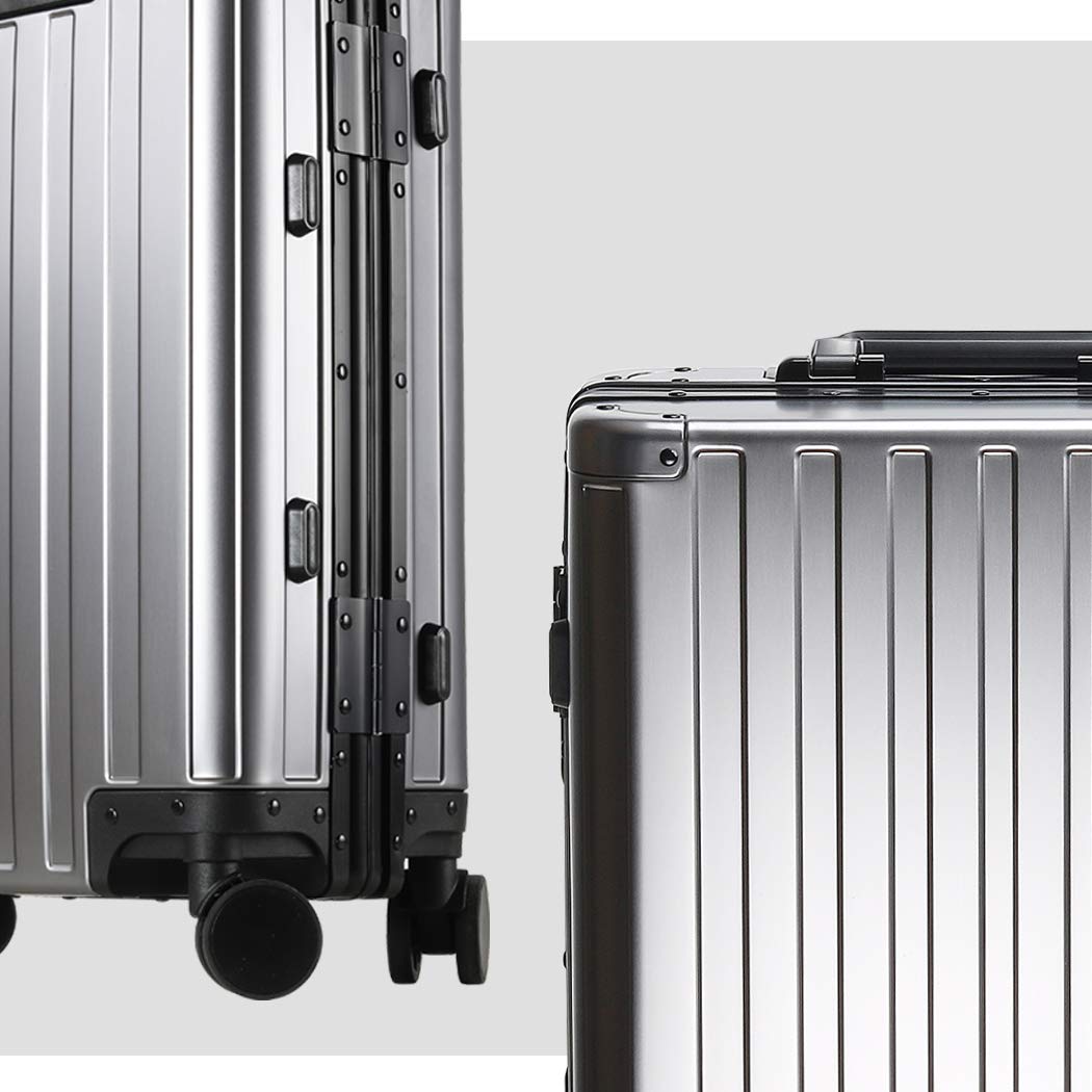 Sindermore Luggage, Aluninum Hardside Suitcase With TSA Lock (Grey, 25 inch Checked Medium)