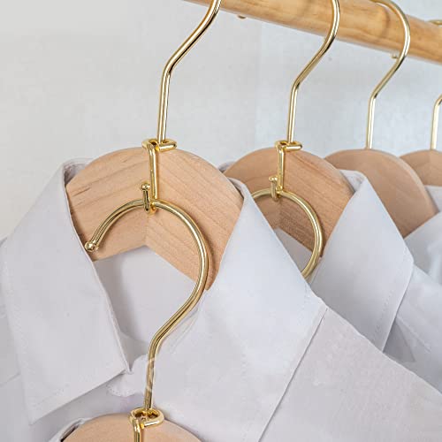KOOBAY Clothes Hanger 72Pcs Connector Hooks Stable Hanger Gold Metal Outfit Hangers Extender Clips Mini Cascading Hanger Hooks