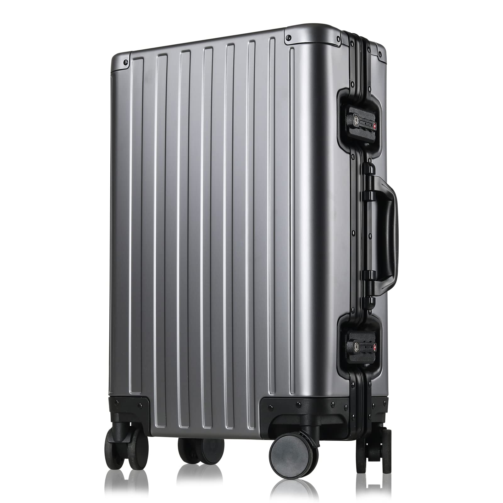 Sindermore Luggage, Aluninum Hardside Suitcase With TSA Lock (Grey, 25 inch Checked Medium)