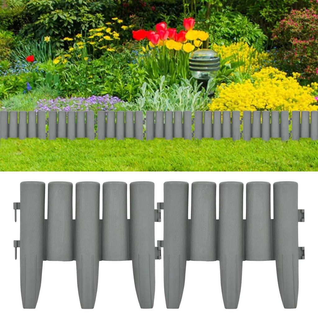 Garden Border-Decorative Flower Bed Edging for Landscaping-Stone Trim,Interlocking Outdoor Lawn Stakesļ¼Lawn Edgings 36 pcs Gray 393.7" PP