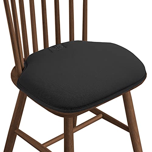 Big Hippo Chair Pads Memory Foam Chair Cushion for Dining Chairs Non Slip Kitchen Dining Chair Pad and Seat Cushion with Ties,Thicken Dining Chair Seat Cushion,16"x15"(1 Pack, Black)