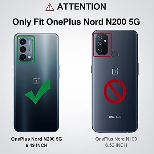 NTZW for OnePlus Nord N200 5G Case: Heavy Duty Shockproof Protective Phone Case [2 Tempered Glass Screen Protector] Anti-slip Textured Hard Cover + Soft Silicone Bumper, Military Armor Case - Burgundy