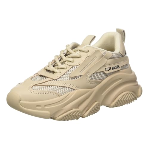 Steven Madden Women's Possesion Sneaker, TAN, 9.5