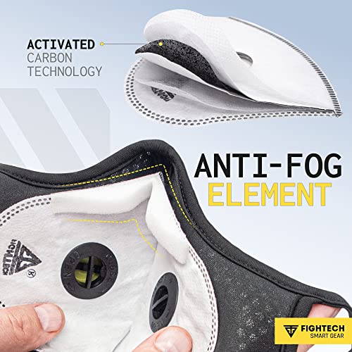 FIGHTECH Dust Face Mask with Extra Active Carbon Filters and Air Valves - for Woodworking, Moving, Construction - Medium (Pack of 2)