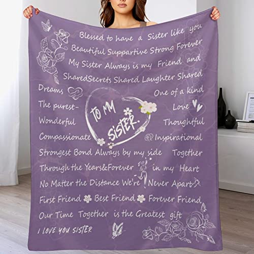 Ujifuis Best Sisters Blanket Gifts from Sister Birthday Gifts from Sister-Gifts for Sisters from Sisters-Big Sister Gift for Little Sister-Birthday Gifts for Sister from Brother 60"x50"（Purple）