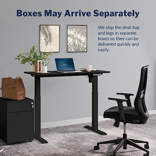 Vari Essential Height Adjustable Electric Standing Desk - Home Office Standing Desk with VariDesk Sturdy T-Legs - Quiet Motorized Standing Desk - 48x24 Inch Small Standing Desk - Black - 1 Box